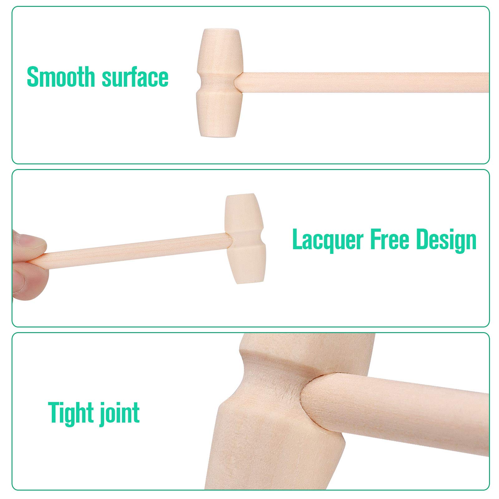 10 Pcs Wooden Hammers for Chocolat Handmade Wooden Crab Mallets Smashable Heart Chocolate Smooth Finished Educational Pounding Tool Breakable Easter Eggs Tool