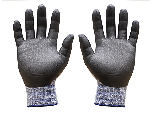 HANNASY Safety Work Gloves Poly NBR Foam Coated Protection, Easy Grip Slip Resistant Mechanic Garden Warehouse All Purpose (3, Medium)