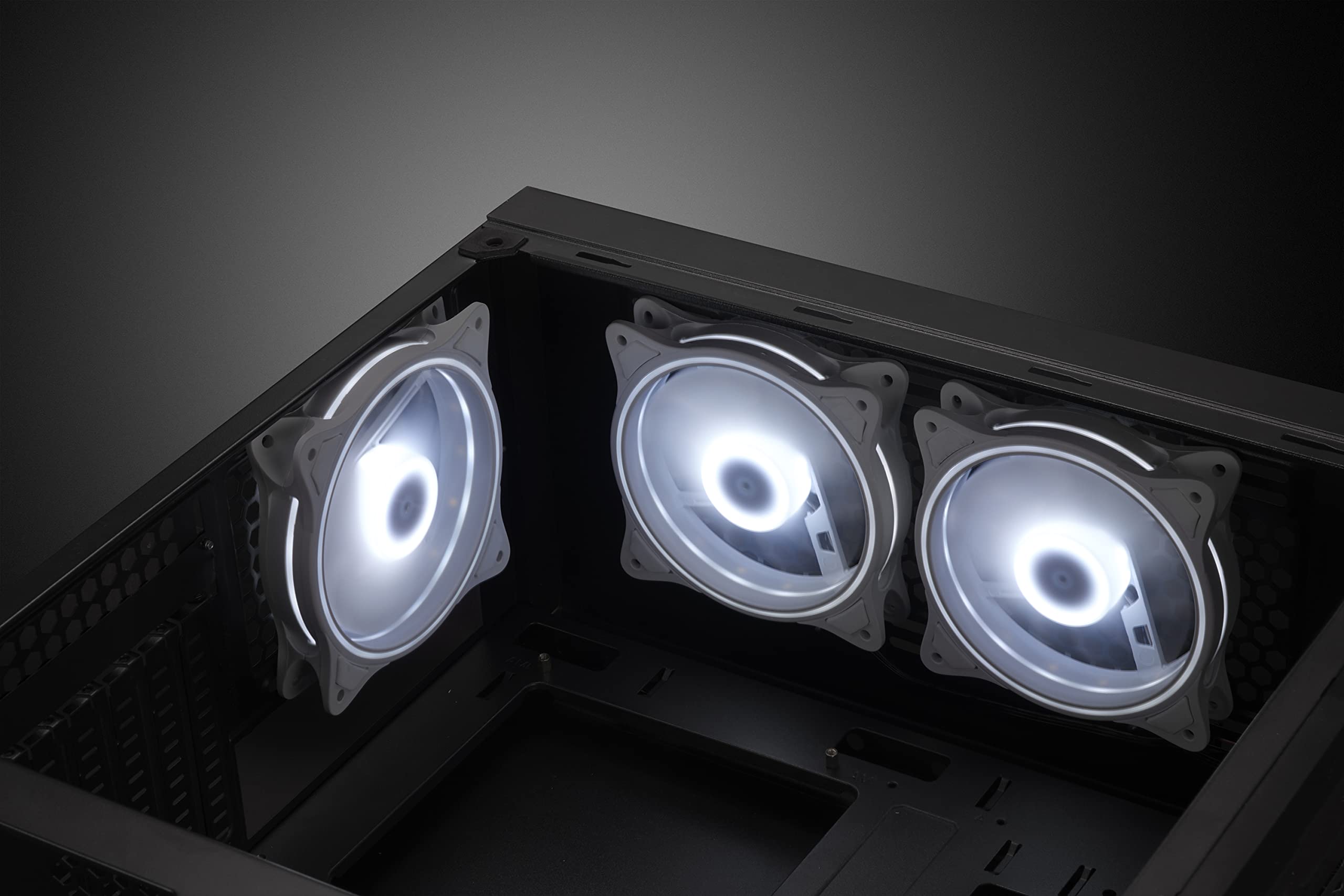 120mm Computer PC Cooling Fan White LED Game Case Cooler Fan Quiet 12V Computer PC Fan with Triple Light Loop 3-Pack