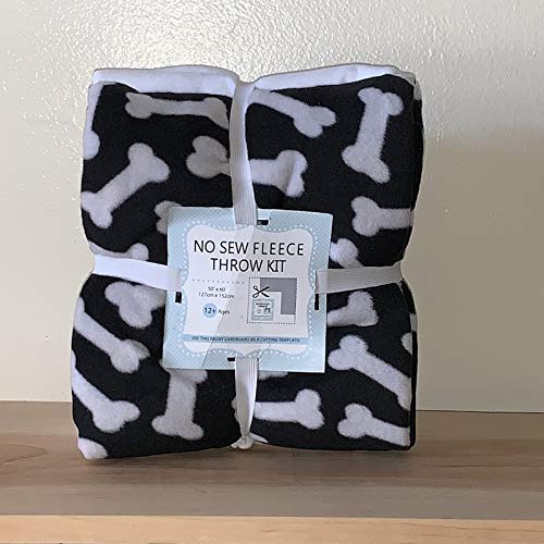 Dog Bones Anti-Pill No-Sew Throw Fleece Fabric Kit (50x60)