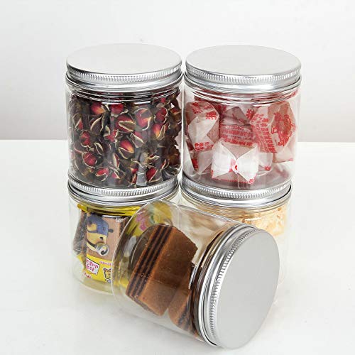 24Pack 6 oz Empty Plastic Jars with Lids Clear Plastic Mason Jars Storage Containers Wide Mouth Slime Containers Jars Airtight Gift Food Jars for Travel Storage Home Kitchen Food Slime Making