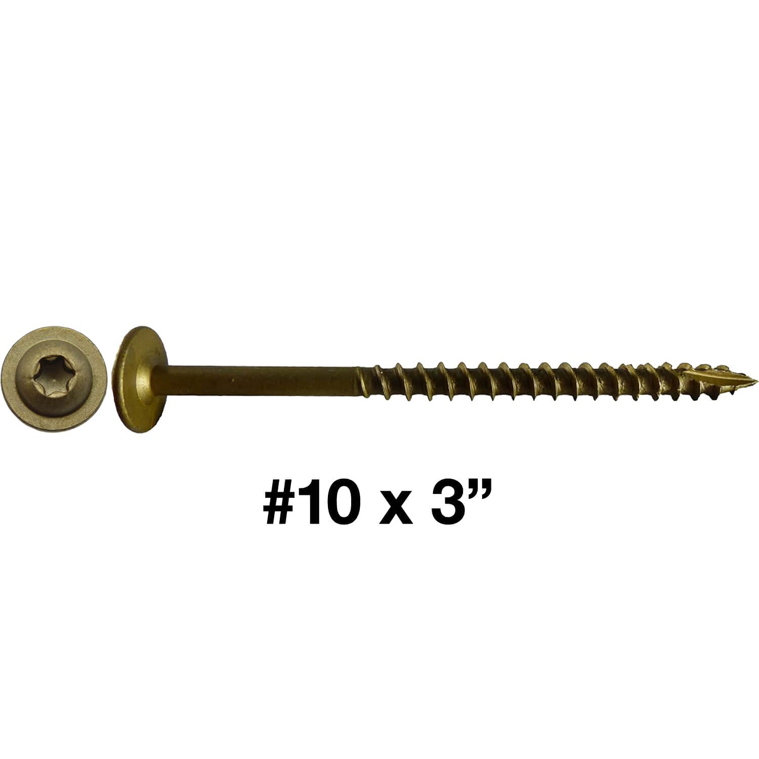 #10 x 3 Round Washer (Modified Truss) Head Screw Torx/Star Drive Head Wood Screw - Multipurpose Wood Screws for Construction, Cabinets and Furniture (1 Pound - 62 Approx. Screw Count)
