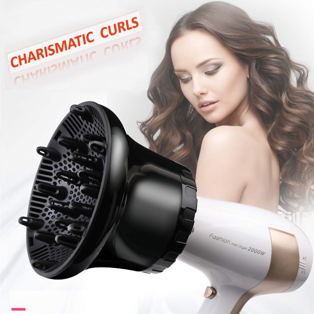 Hair Diffuser Attachment for Blow Dryers - Universal Fit for Fine, Thick, Curly, Wavy or Frizzy Hair - Professional Salon Tool (1.4-2.6 inch)