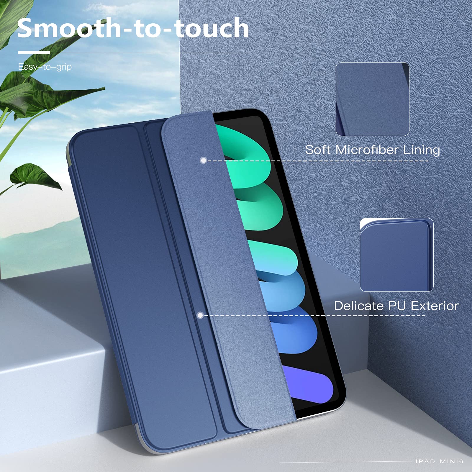 TiMOVO Case for iPad Mini 7 2024 (A17 Pro) / iPad Mini 6 2021, iPad Mini 7th/6th Generation Case 8.3 inch, Strong Magnetic Smart Folio Trifold Stand Cover, Support Apple Pencil Pro- Navy Blue