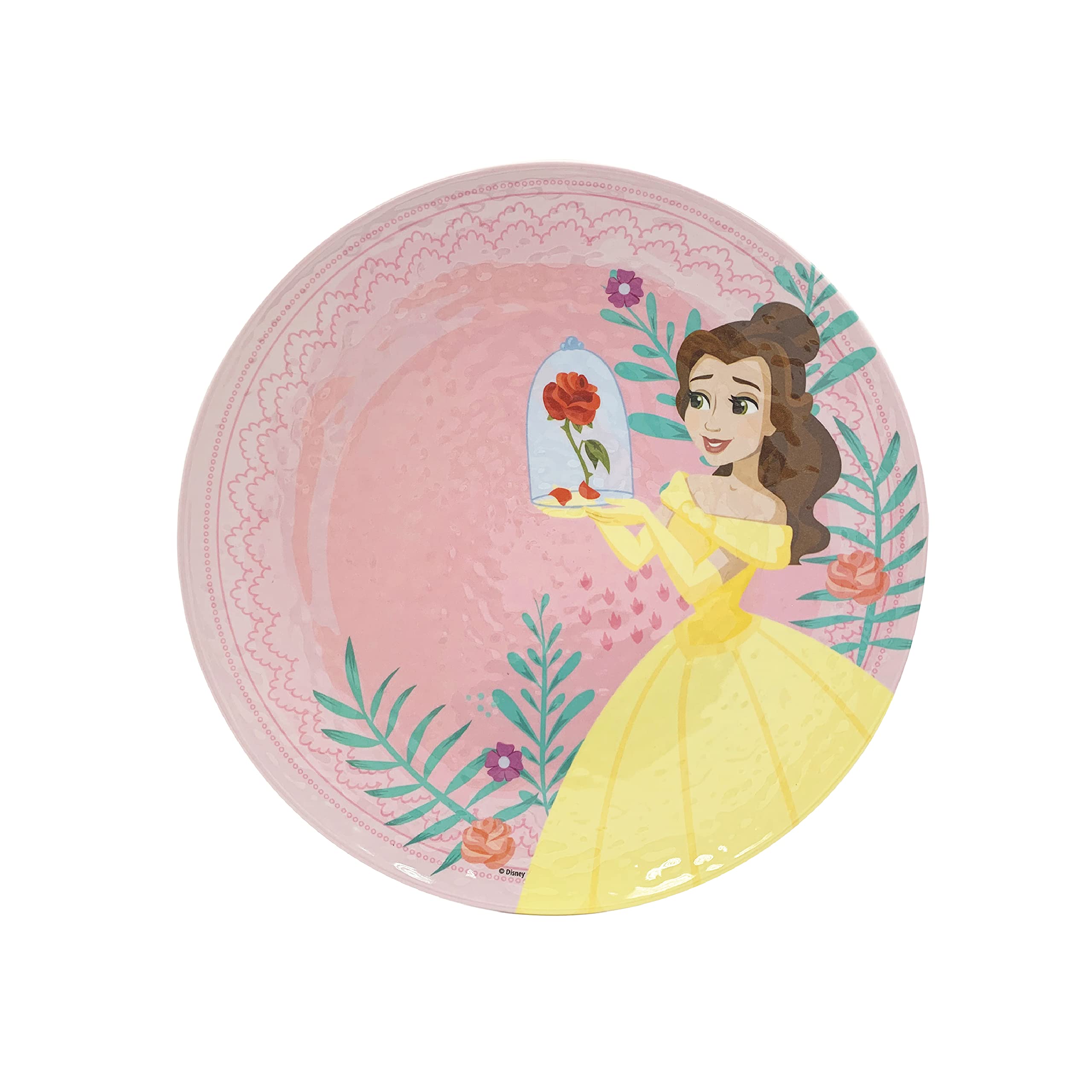 Zak Designs Disney Princess Dinnerware Set Includes Embossed Plate, Bowl, and Tumbler, Made of Durable Plastic Material and Perfect for Kids (3 Piece Set, Ariel & Belle & Rapunzel)