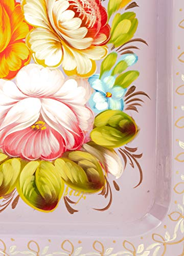 250x320 mm Zhostovo Patterns Hand Painted and Lacquered Metal Forged Tray