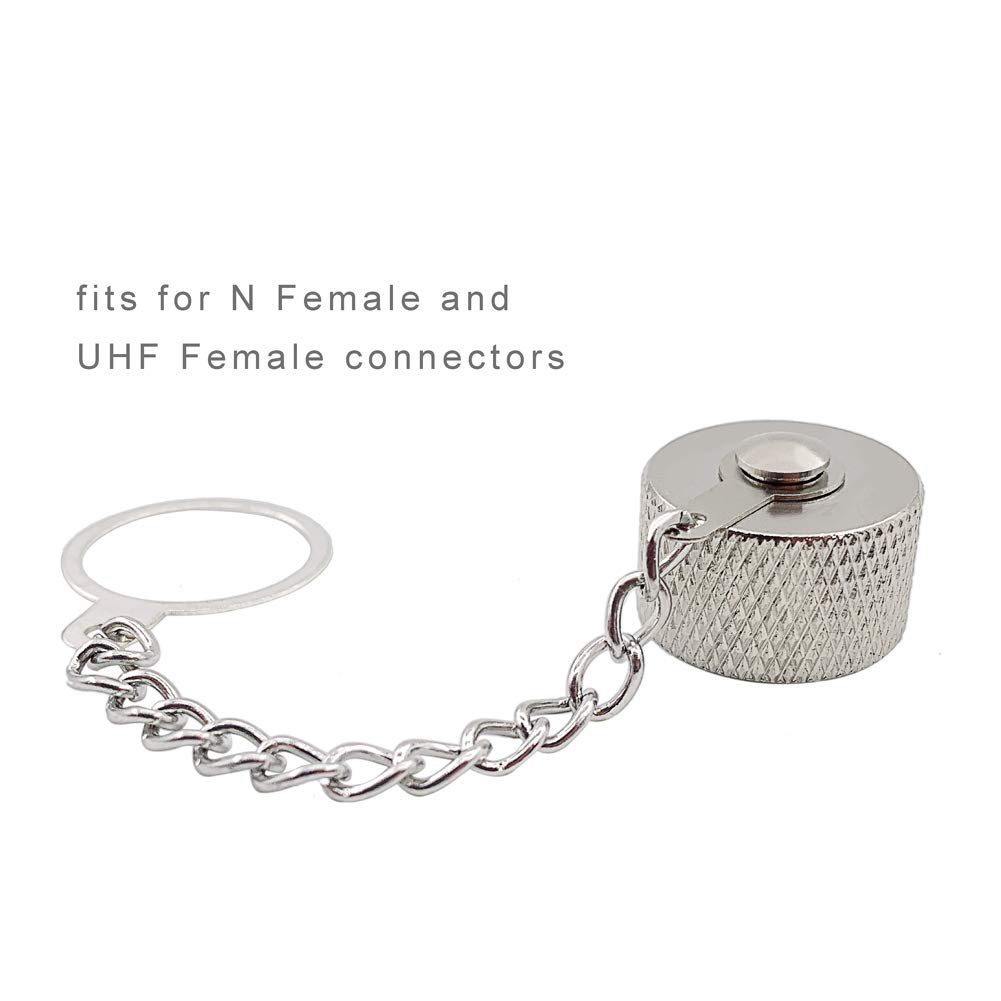 (Pack of 10) Protective Cover Dust Cap with Chain for N Type Female and UHF Female SO-239 Connector Adapter