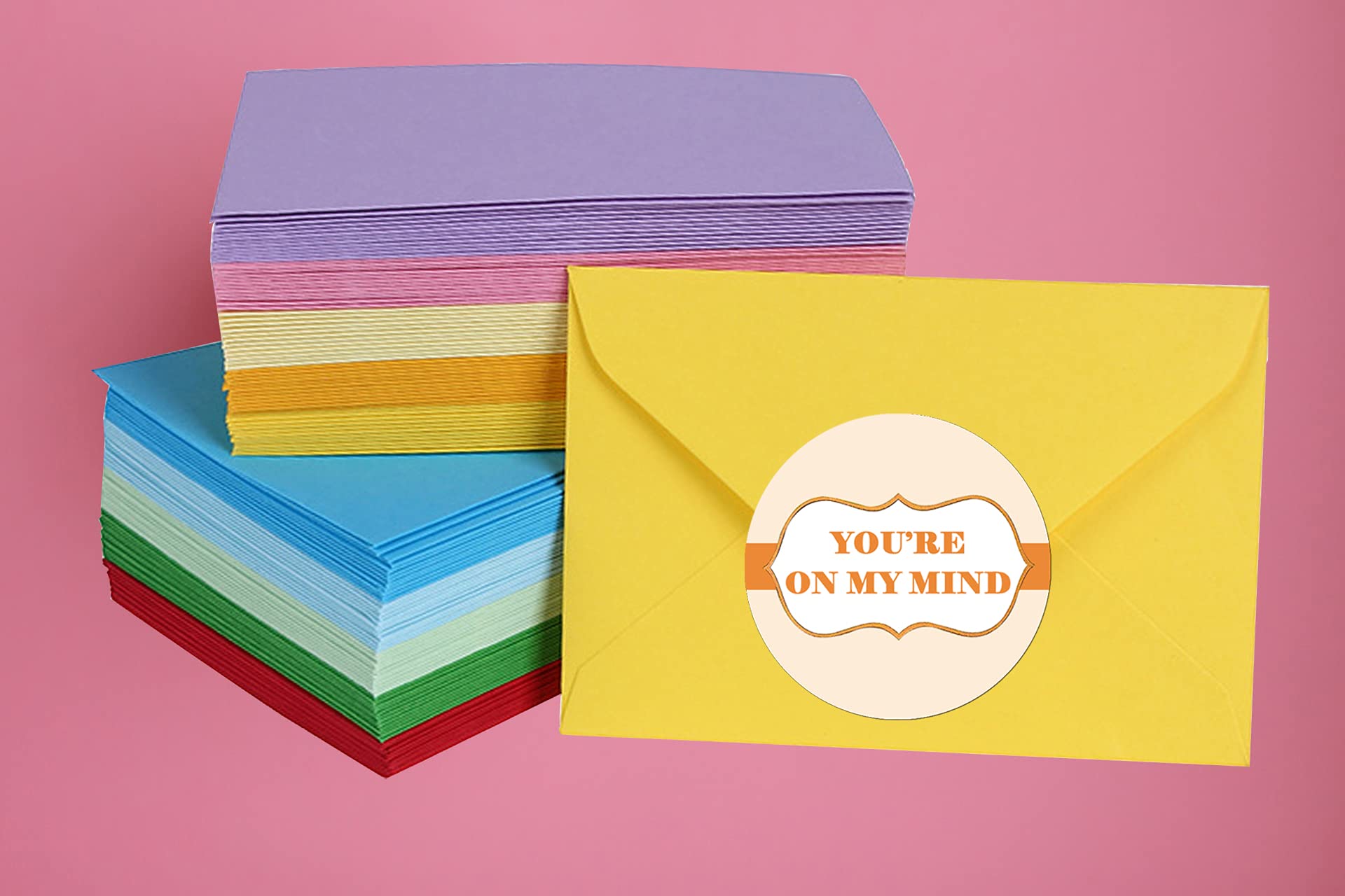 1.5 Inch Thinking of You Stickers 4 Unique Designs Greeting Envelope Seals,Friendship Stickers,Evelope Seals.
