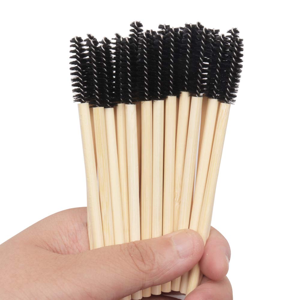 100pcs Bamboo Mascara Wand and Lip Brush,Eyelash Brush Eyebrow Extension Lipstick Tattoo Applicator Makeup Brush Tool(50pcs Mascara Wand 50pcs Lip Brush)