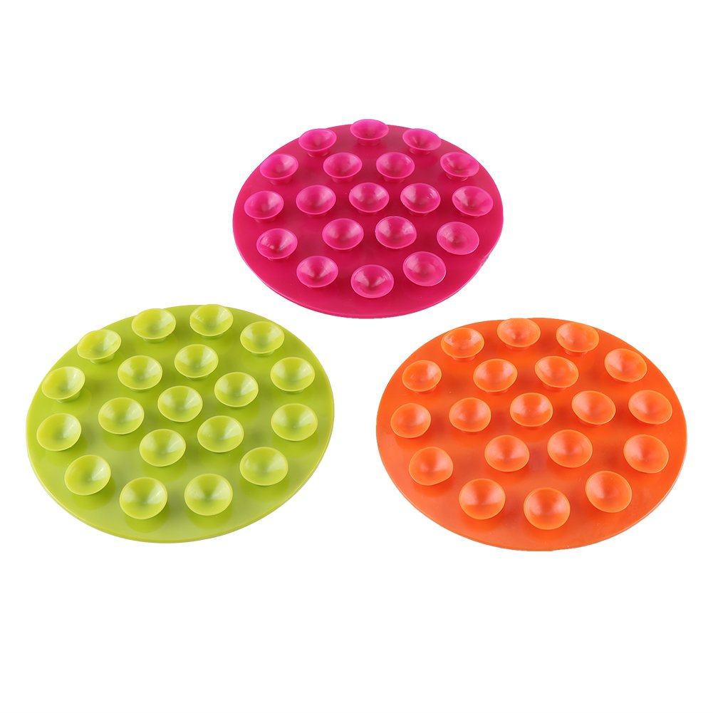 (Pack of 2) Creative Children's Tableware Sucker Baby Kids Magic Suction Mat Portable Double-Sided Suckers Anti-Slip Plate Bowl Cutlery Placemat(Rose Red)