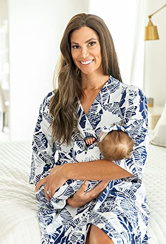 Baby Be Mine Mommy & Me Delivery Robe with matching Baby Receiving Gown & Hat Set (L/XL pre pregnancy 12-18, Serra)
