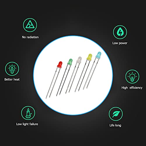 Brilinker 50 Pcs 3mm LED Light Emitting Diodes Bulb LED Lamp- Clear and Transparent DC 6V-13V 20mA with Resistance- DIY Science Project Electronics Components Lighting Kit (Yellow)