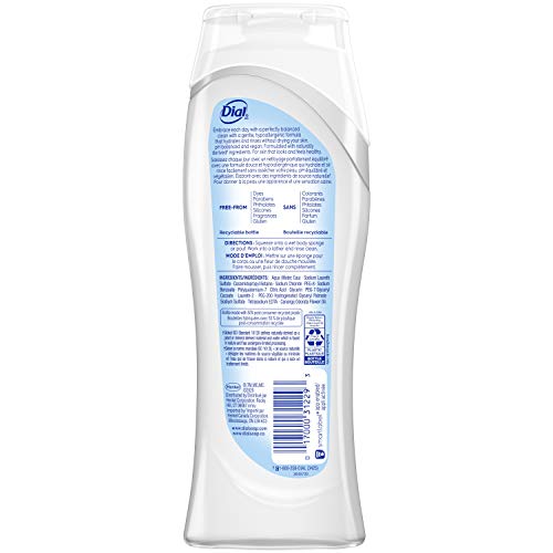 Dial Clean + Gentle Body Wash, Fragrance Free, 16 fl oz (Pack of 6)