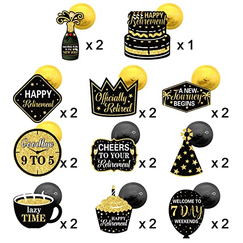 30 Pieces Retirement Party Hanging Swirls Decorations, Happy Retirement Office Retirement Swirls Decorations Foil Ceiling Decorations for Men Women Retirement Party Black Gold