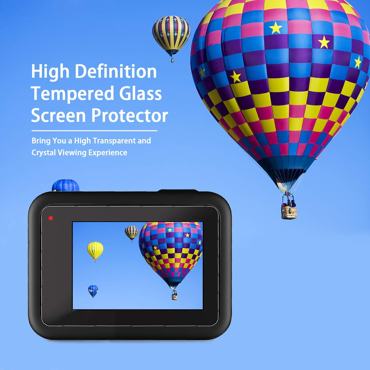 [6pcs] FINEST+ Screen Protector for GoPro Hero 8 Black Tempered Glass Screen Protector + Tempered Glass Lens Protector +Small Display Film for Go Pro Hero8 Action Camera