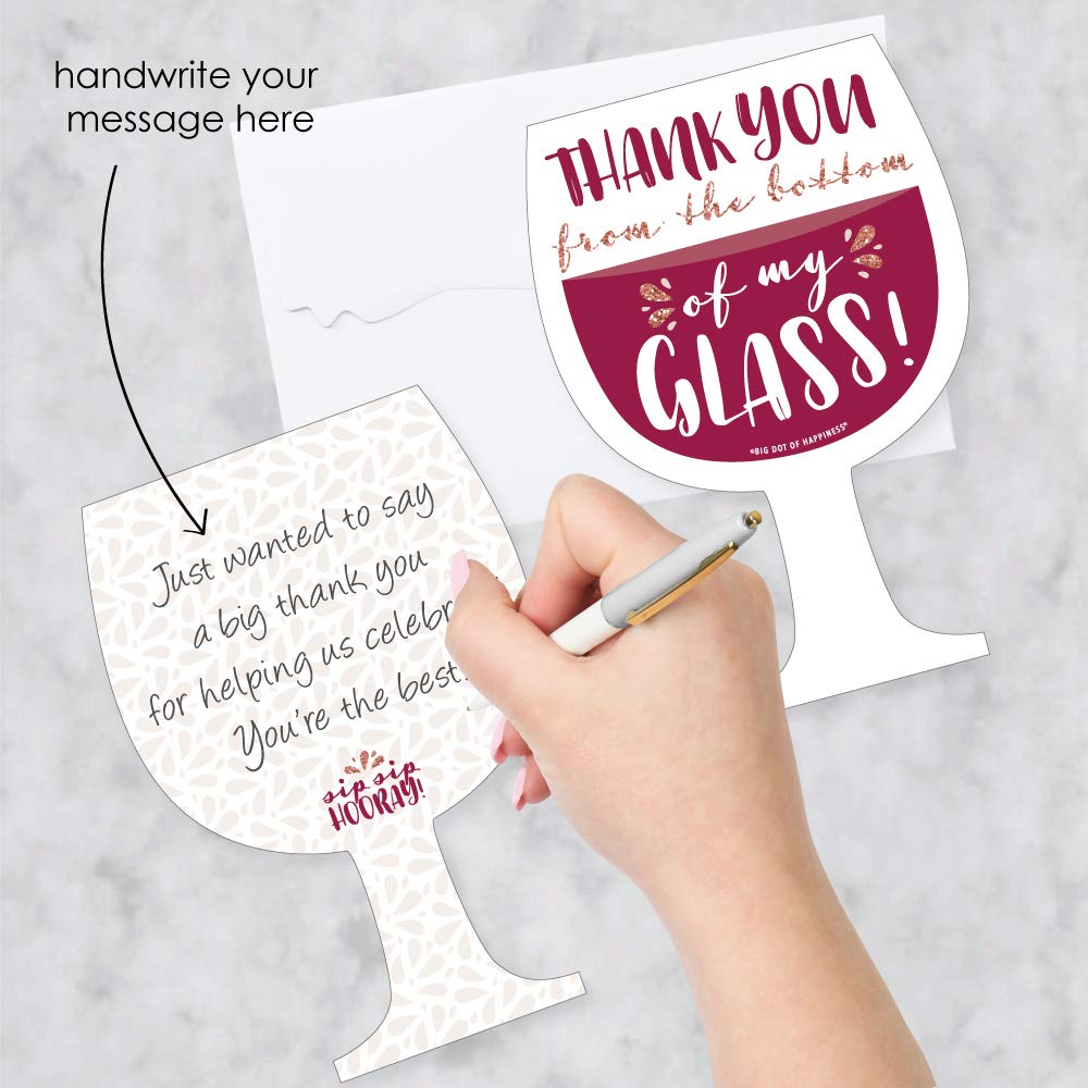 Big Dot of Happiness But First, Wine Tasting Party Thank You Note Cards with Envelopes - Set of 12