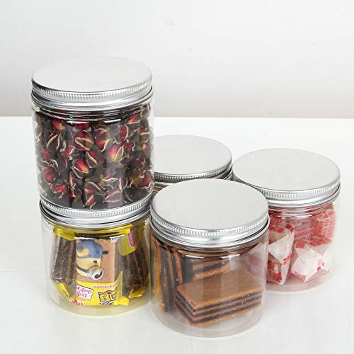 24Pack 6 oz Empty Plastic Jars with Lids Clear Plastic Mason Jars Storage Containers Wide Mouth Slime Containers Jars Airtight Gift Food Jars for Travel Storage Home Kitchen Food Slime Making