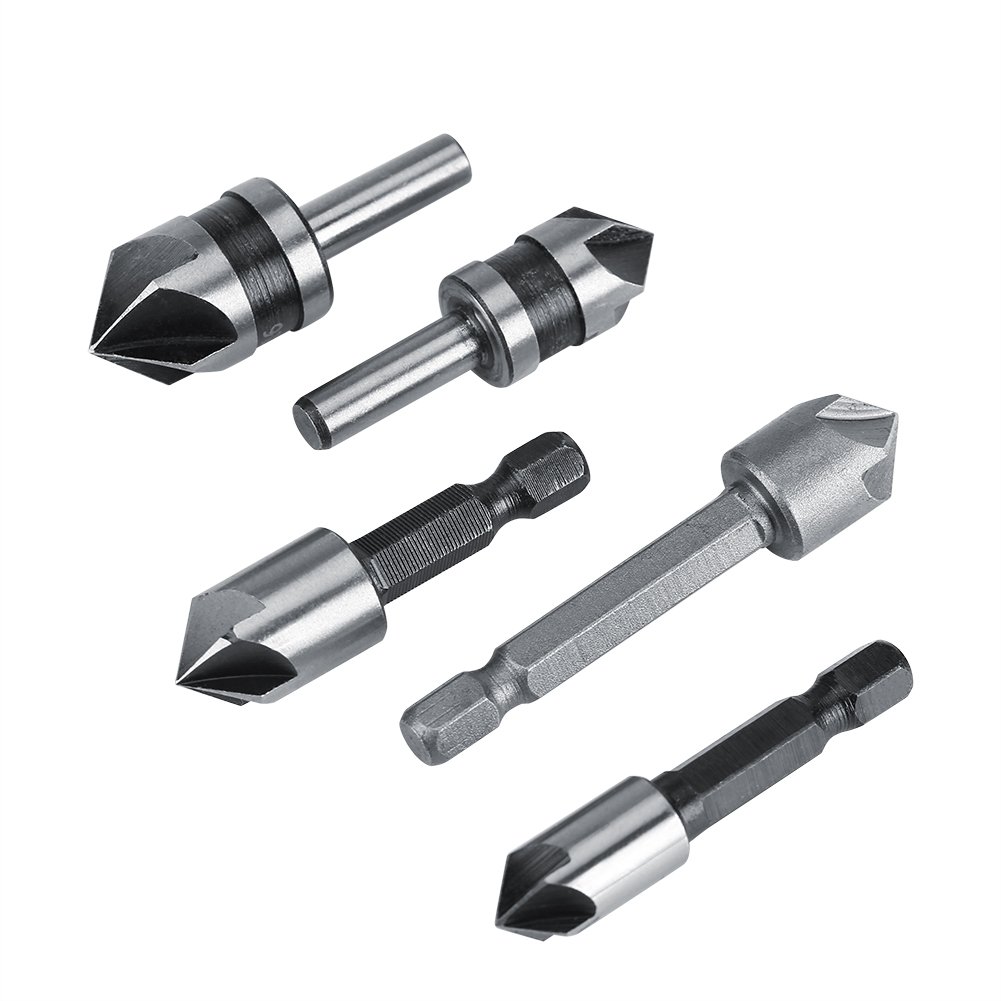 γπππ¬πππ« ππ«π¨π¦π¨ππ’π¨π§γ Countersink Drill Bit Set, 5 Pcs/Set High Speed Steel Industrial Countersink Drill 5 Flutes Woodworking Chamfering Cutter