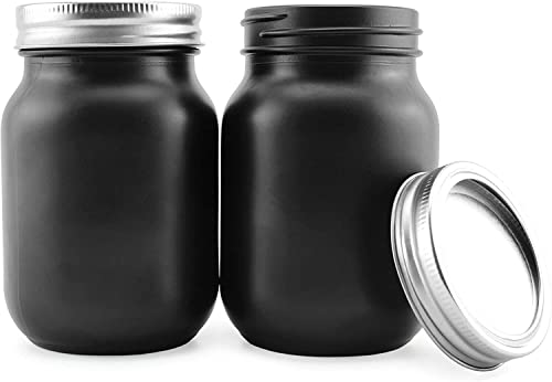 Darware Black Chalkboard Mason Jars (Pint Size, 6-Pack); Black-Coated Blackboard Surface Glass Jars for Arts and Crafts, Gifts, and Rustic Home Decor