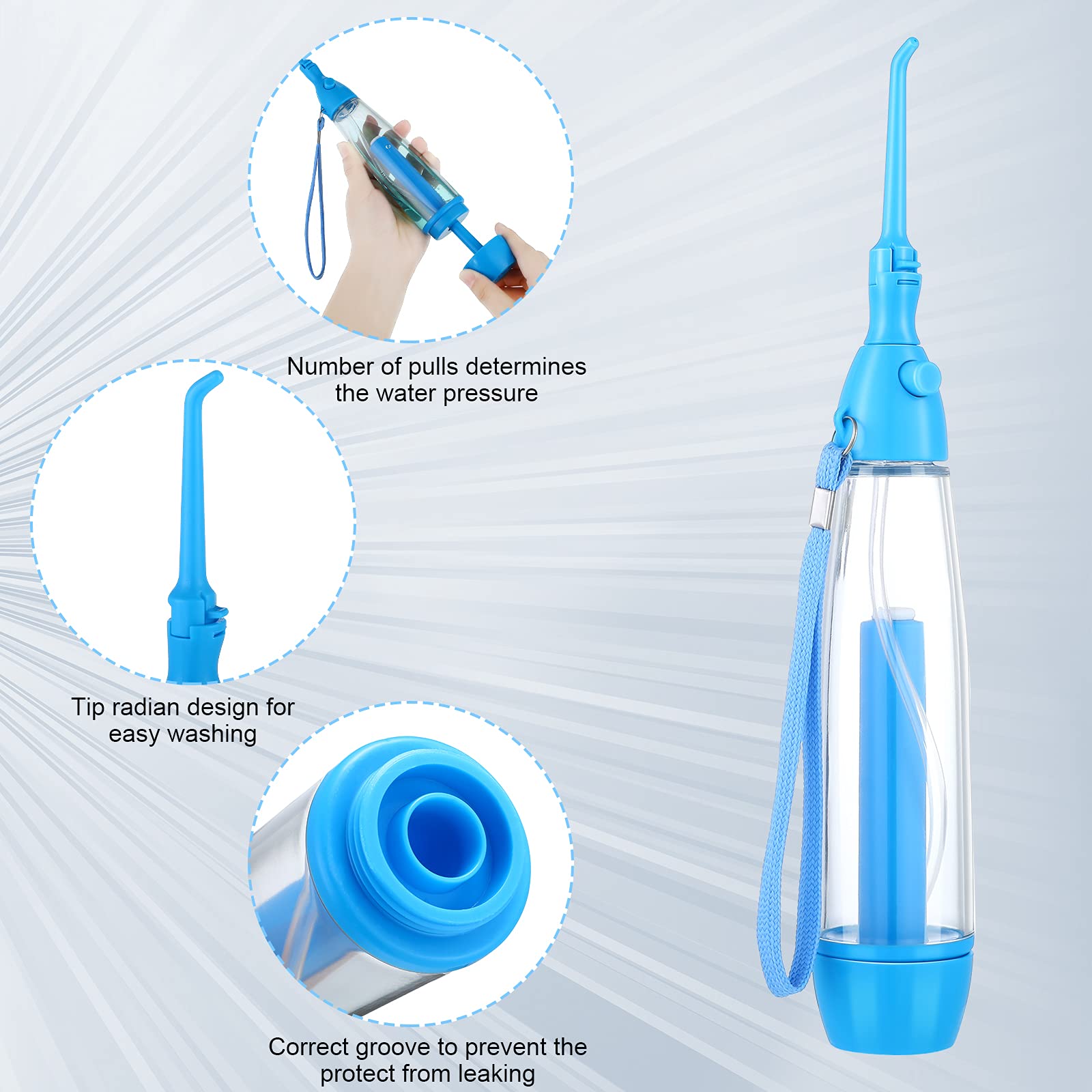 Nuanchu Tonsil Stone Remover Set, 1 Manual Pump Type Low Pressure Irrigator Oral, 1 Tonsil Stone Remover with LED Light, 1 Stainless Steel Removal Tool and 100 Long Swab