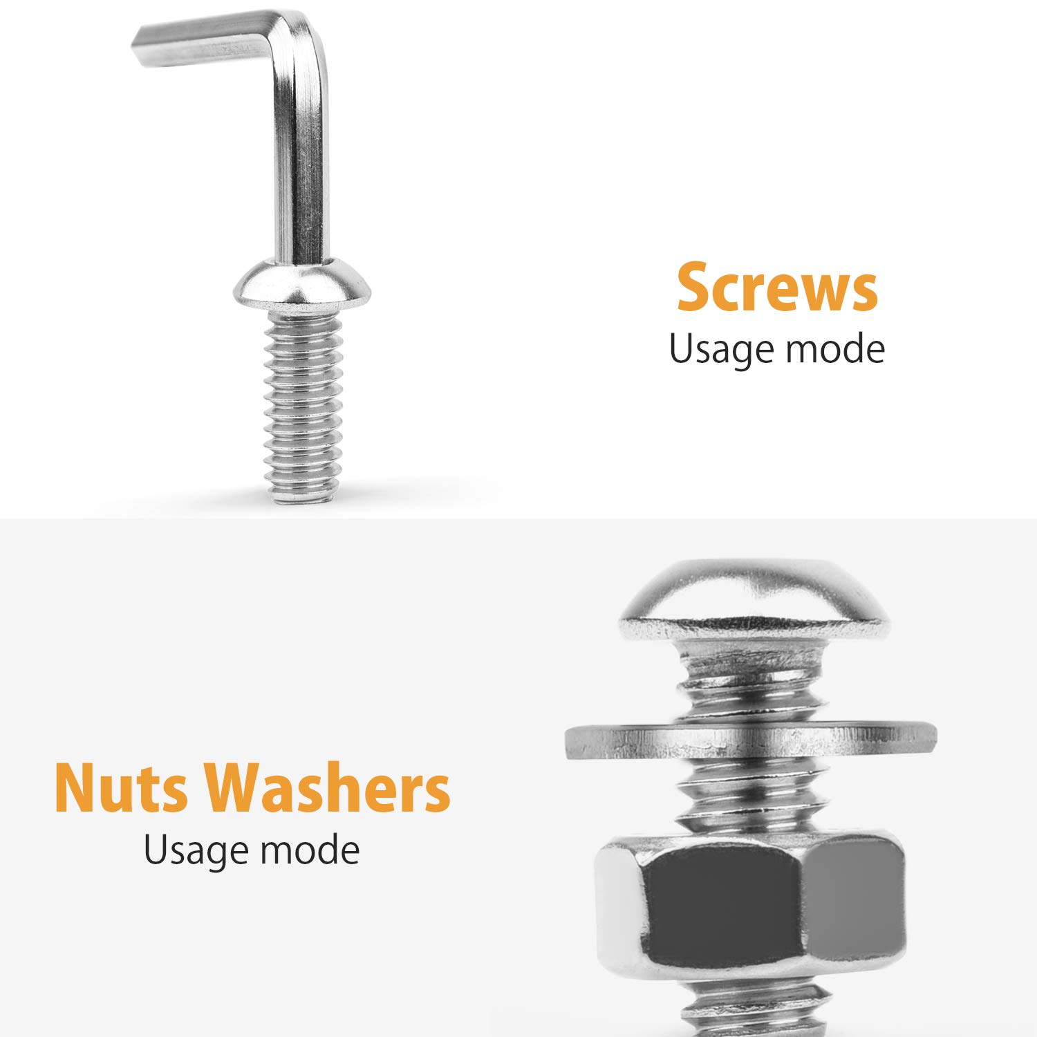 1/4-20 Hex Button Head Cap Screw, VIGRUE 300pcs 304 Stainless Steel UNC Hexagon Bolts Flat Washers Nuts Assortment Kit Machine Screws Set, 8 Sizes (Length from 3/8" to 2")