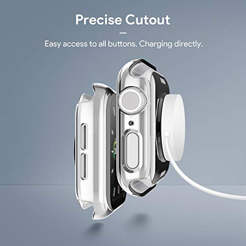 2 Pack HATOSHI for Apple Watch Case 40mm Series SE, 6, 5, 4 with Built-in Tempered Glass Screen Protector, Ultra-Thin All Around Protective Glass Screen Cover for iWatch 40mm, Clear