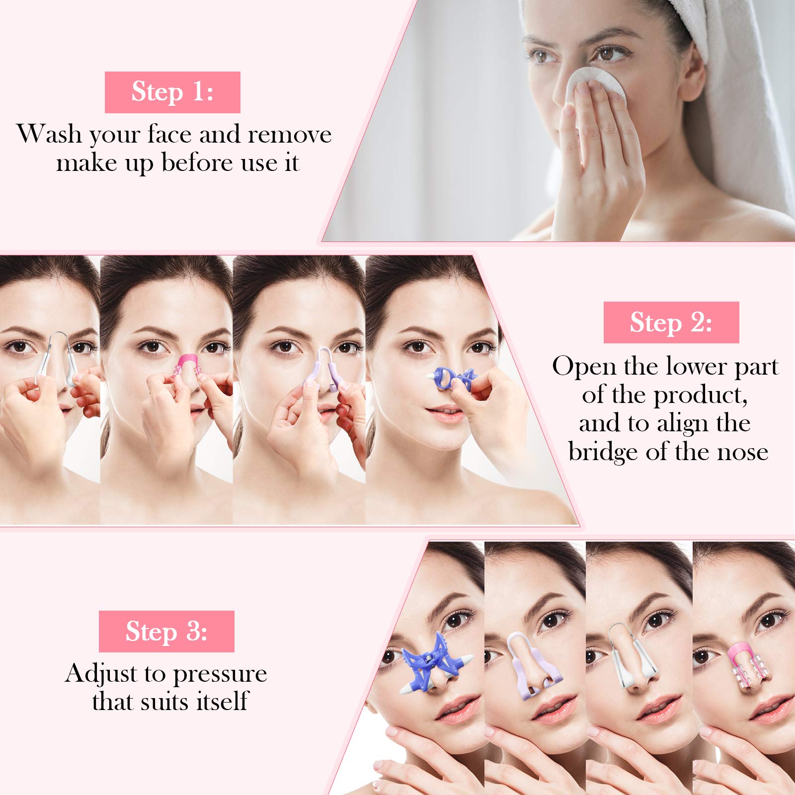 7 Pieces Nose Up Lifting Shaper Clips Set Nose Bridge Slimming Tool Silicone Lifter Beauty Clip Tools for Wide Low Curved Big