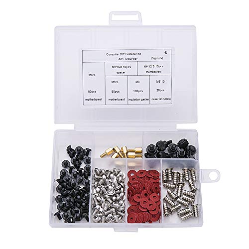 Mercury_Group Fasteners, 240Pcs Computer PC Repair for Motherboard PC Case CD-ROM Notebook Riser Fiber Screw Washer Tool Set
