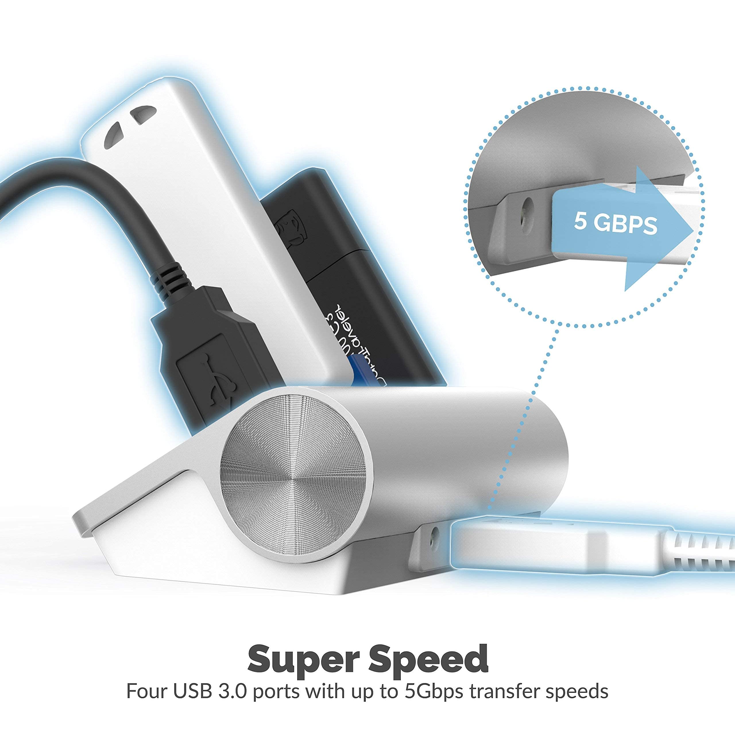 Sabrent Premium 4 Port Aluminum USB 3.0 Hub + 4-Port USB 3.0 Hub with Individual LED Power Switches