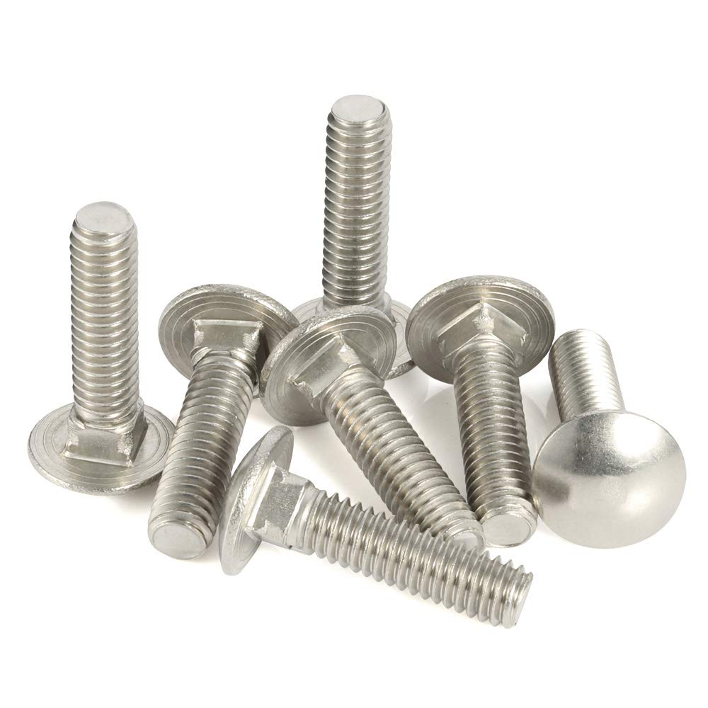1/4-20 x 3/4" (1/2" to 6" Available) Carriage Bolts Screws, Stainless Steel 18-8 (304), Round Head, Square Neck, Fully Threaded, 25 PCS