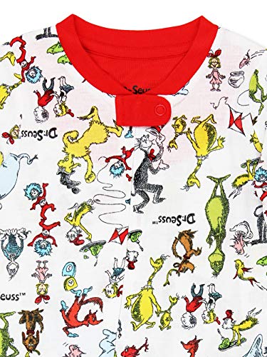 Dr. Seuss Grinch Cat in The Hat Infant Baby Footless Sleeper Pajamas (18 Months, White/Multi)