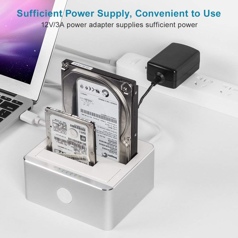 [Bundle] 4-Port USB 3.0 Hub Long Cable and Dual Bay Hard Drive Docking Station
