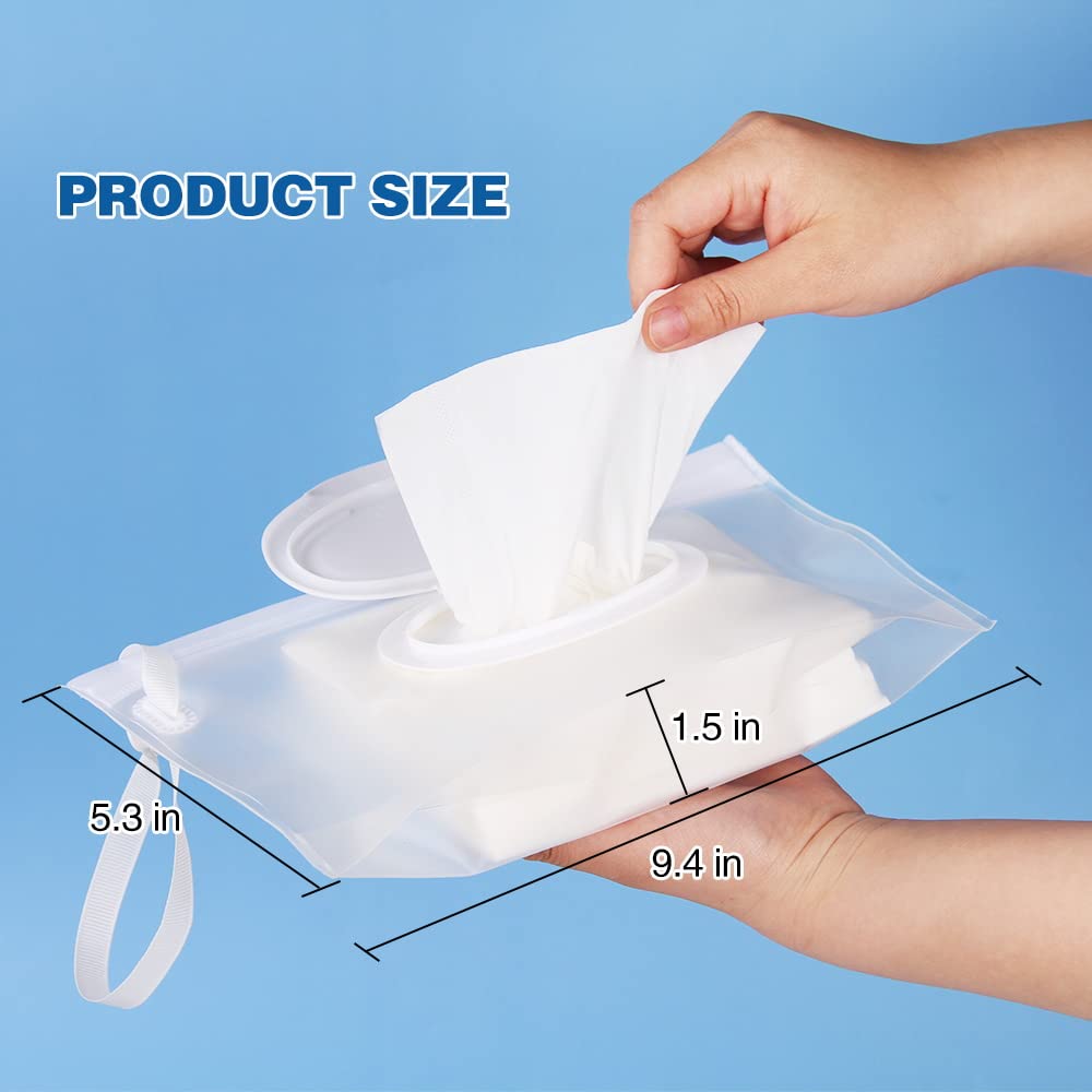 Susimond 6pcs Portable Wet Wipe Pouch Dispenser, Refillable Reusable Wipe Holder, Eco Friendly Baby Wipes Dispenser Container, Travel Wet Wipe Container for Travel, Strollers, Backpacks