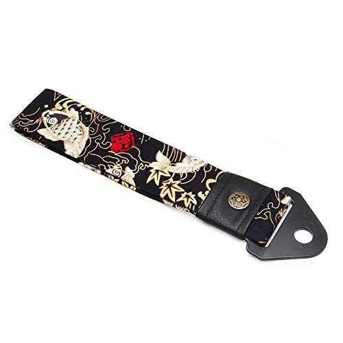 Ancient Japanese Antiquity Element Tow Strap,Car Modification Sports Trailer Belt with Combination of Koi Traction Rope Trailer Hook Fit for Decorative Trailer Belt(Black)
