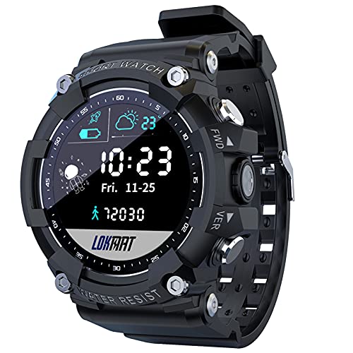 JZ&TS LOKMAT Attack 2 Smart Watch,Touch Screen Smartwatch,Fitness Trackers with Heart Rate Monitor,Waterproof IP68 Activity Trackers,Smart Watch for Men Women for iPhone Android (Black)