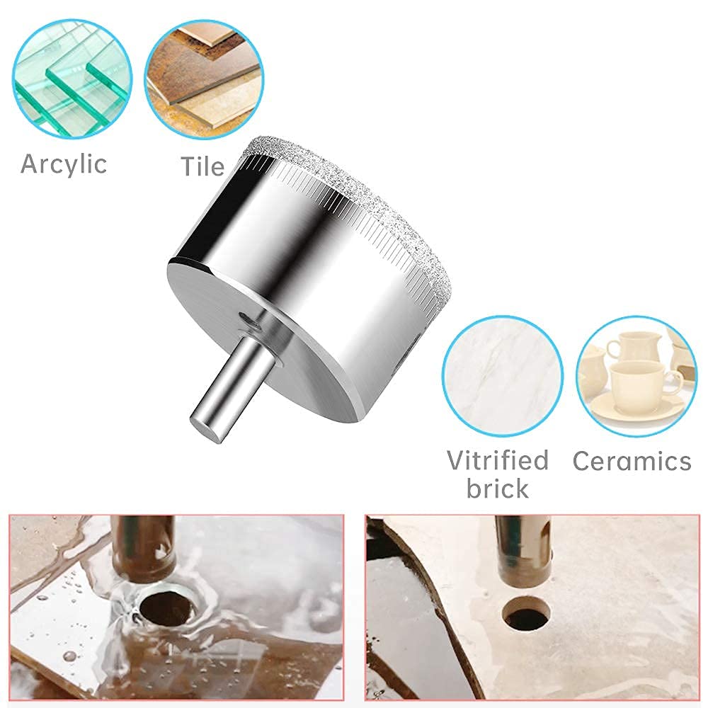 1-1/4" (32 mm) Diamond Hole Saw Bit Hollow Core Drill Bits 1/2 Inch Shank Hollow Core Hole Saws Masonry Drilling Tools for Glass Stone Ceramic Porcelain Tiles Marble Quartz Granite Bottles DIY