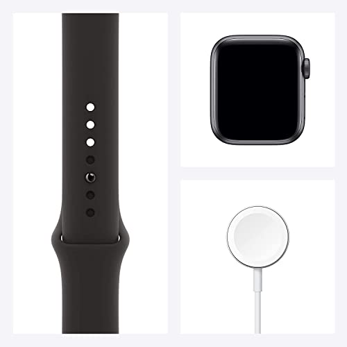 Apple Watch SE (GPS, 44mm) - Space Gray Aluminum Case with Black Sport Band (Renewed)