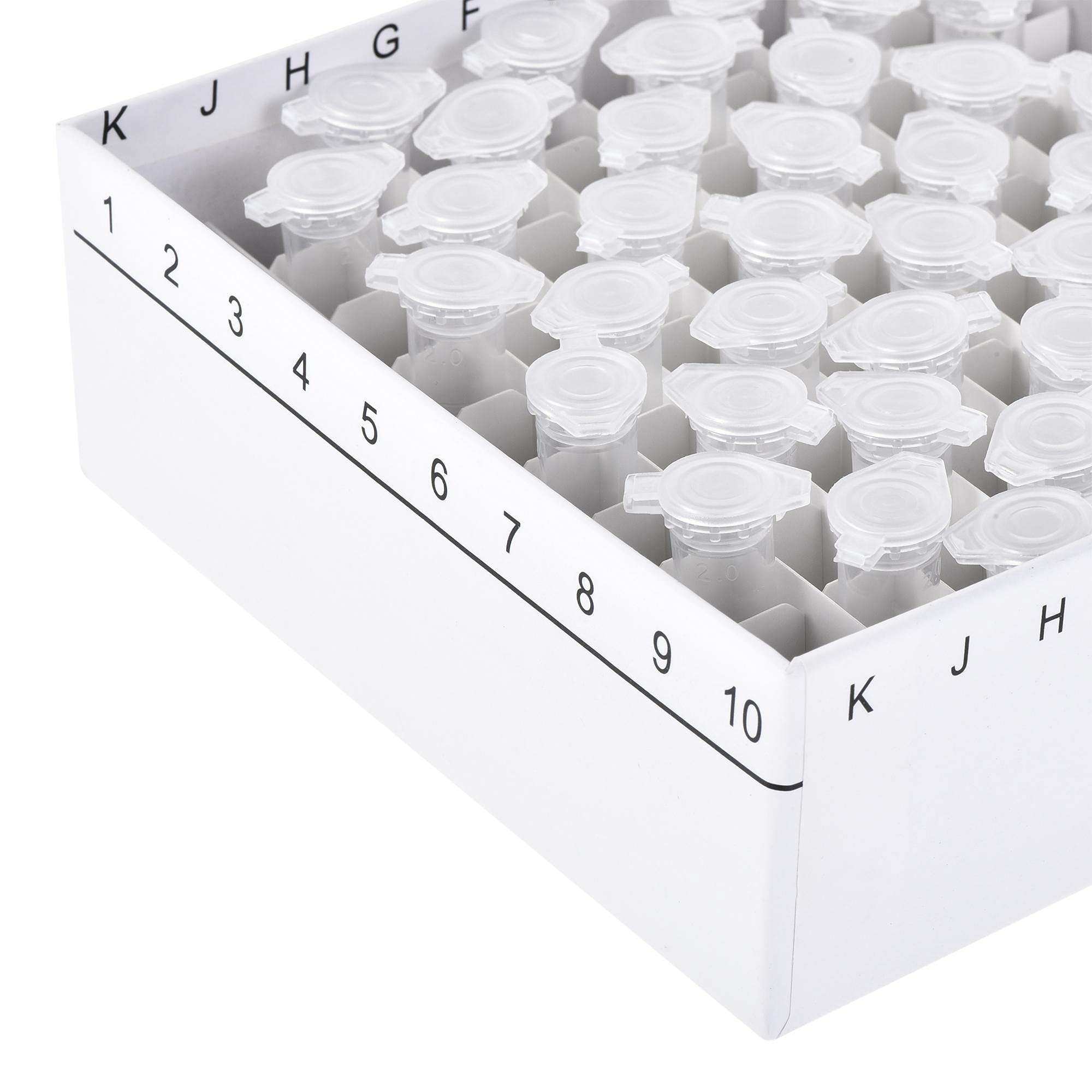 uxcell Centrifuge Tube Freezer Storage Box 100-Well Waterproof Cardboard Holder White for 1.5/1.8/2ml Micro Centrifuge Tubes