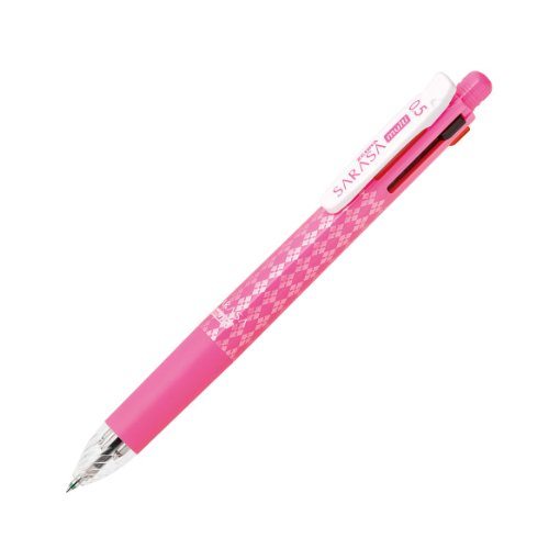 1 X Zebra - Sarasa Multi 0.5 - Four Colors (Black, Red, Blue, Green) Gel Ballpoint Pen 0.5mm + Mechanical Pencil 0.5mm - Pink