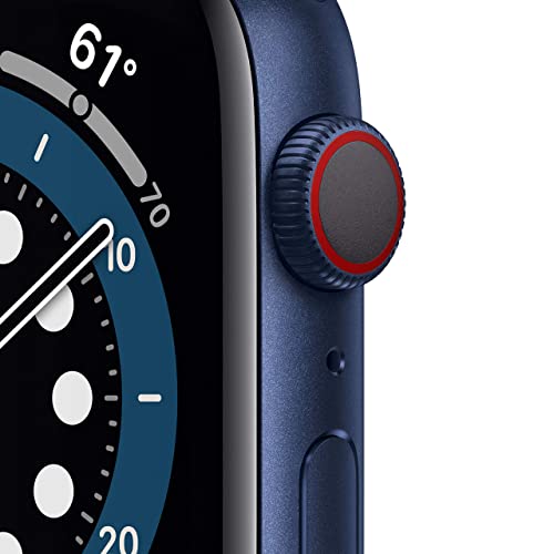 Apple Watch Series 6 (GPS + Cellular, 44mm) - Blue Aluminum Case with Deep Navy Sport Band (Renewed)
