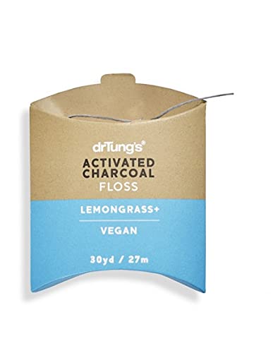 DrTung's Vegan Activated Charcoal Floss, Natural Lemongrass Flavor Dental Floss 6 Pack
