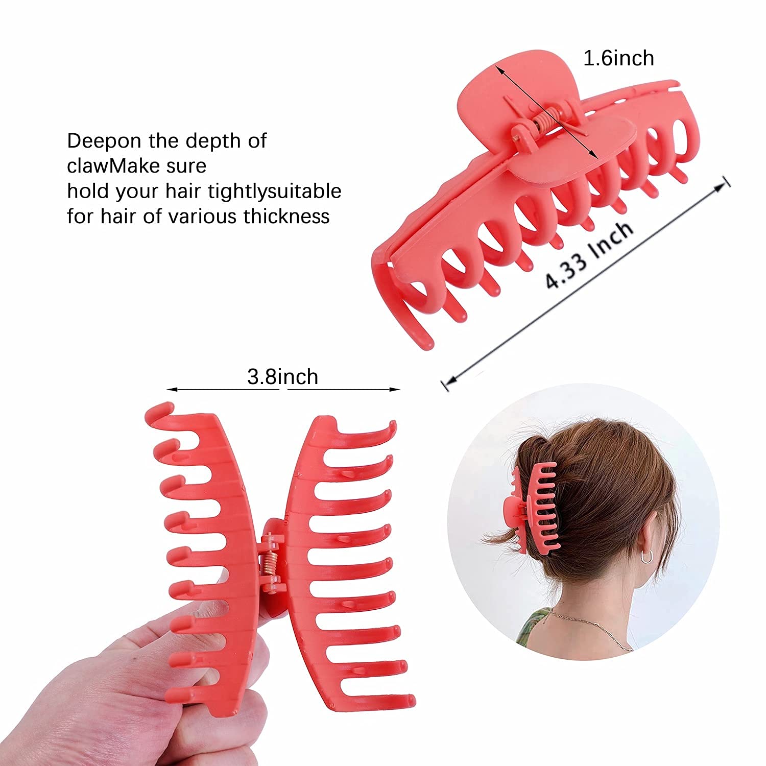10 Colors 4 Inch Matte Nonslip Hair Claw Clips - Strong Hold Accessories for Thick and Thin Hair, Trendy Jaw Clips for Women