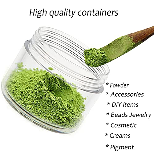 ZEJIA 1oz Plastic Jars with Lids, 6PCS Clear Small Plastic Jars, Empty Plastic Containers with Black Lids, Round Travel Jars for Cosmetics, Lotions, Acrylic Powder, Beauty Product, Slime