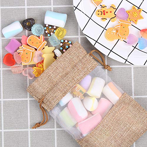 CCINEE 12PCS Burlap Drawstring Gift Bag,Organza Treat Bag Pouch for Wedding Baby Shower Party Favor Supply,5 X 7 Inch