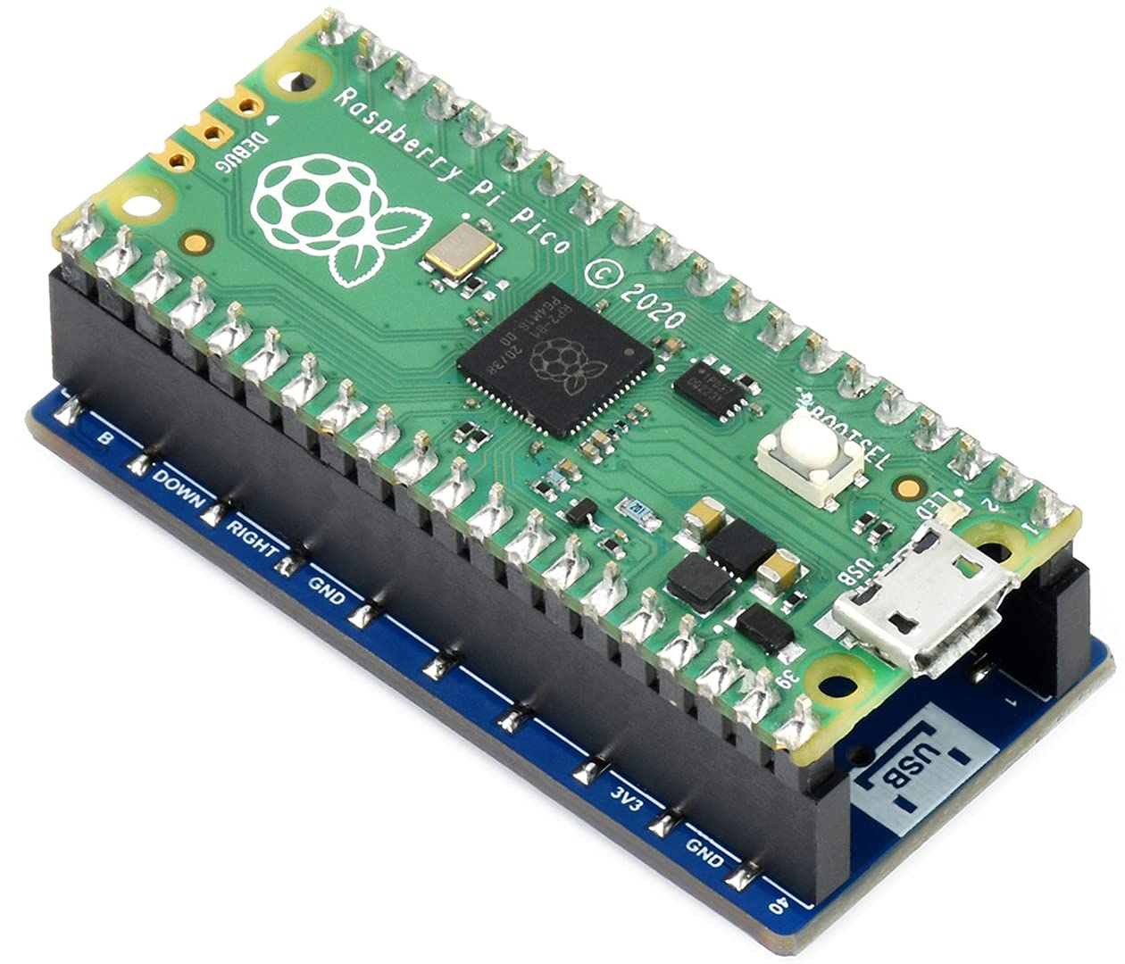 0.96inch LCD Display Module for Raspberry Pi Pico, 160×80 Resolution IPS Screen 65K RGB Display Color SPI Interface ST7735S Driver, with 1x Joystick and 2X User Buttons for Easy Interacting
