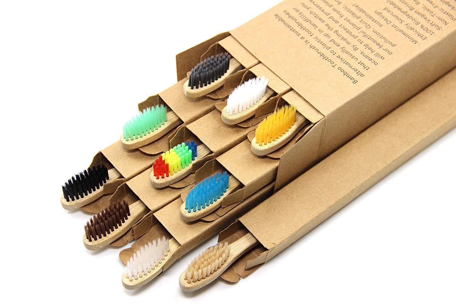 10 Pack Bamboo Toothbrushes, YOURSEE Natural Bamboo Toothbrush Eco-Friendly Organic Biodegradable Bamboo Handle and BPA Free Soft Bristles For Sensitive Gums