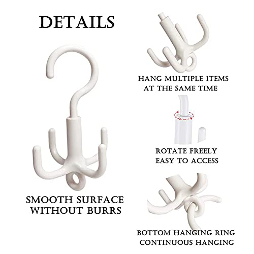 LIUHE 3 Pack Hangers for Closet, 4 Claws 360 Degree Rotatable, 6.3 Inches Large Size Twirl Stackable Hooks Tie Racks for Scarves Belts Ties Clothes Bags Shoes Scarf Closet Organizer Closet Storage