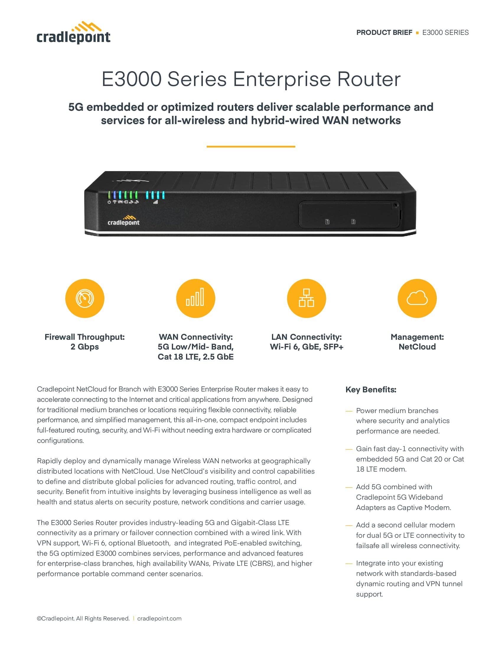 1-yr NetCloud Essentials Plan with E3000 Router with WiFi (1200 Mbps Modem)