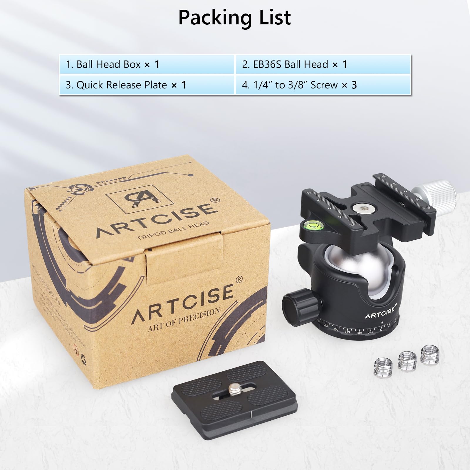 Low Profile Tripod Ball Head 36mm Stability Panoramic Tripod Head 360 Rotating Metal Ballhead with 1/4 inch Arca QR Plate for DSLR Cameras Tripods Monopods Camcorder Slider Max Loading 44.1lbs/20kg