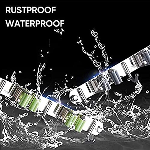 1 Pack Broom Mop Holder Wall Mount Garage Organization Wall Organizer Storage Broom Closet Kitchen Organization Heavy Duty Garage Tools Hanger with 3 Racks 4 Hooks for Garden Laundry Room (Green)
